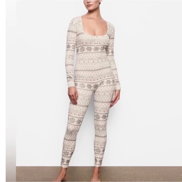 SKIMS | Intimates & Sleepwear | Skims Fair Isle Henley Onesie | Poshmark